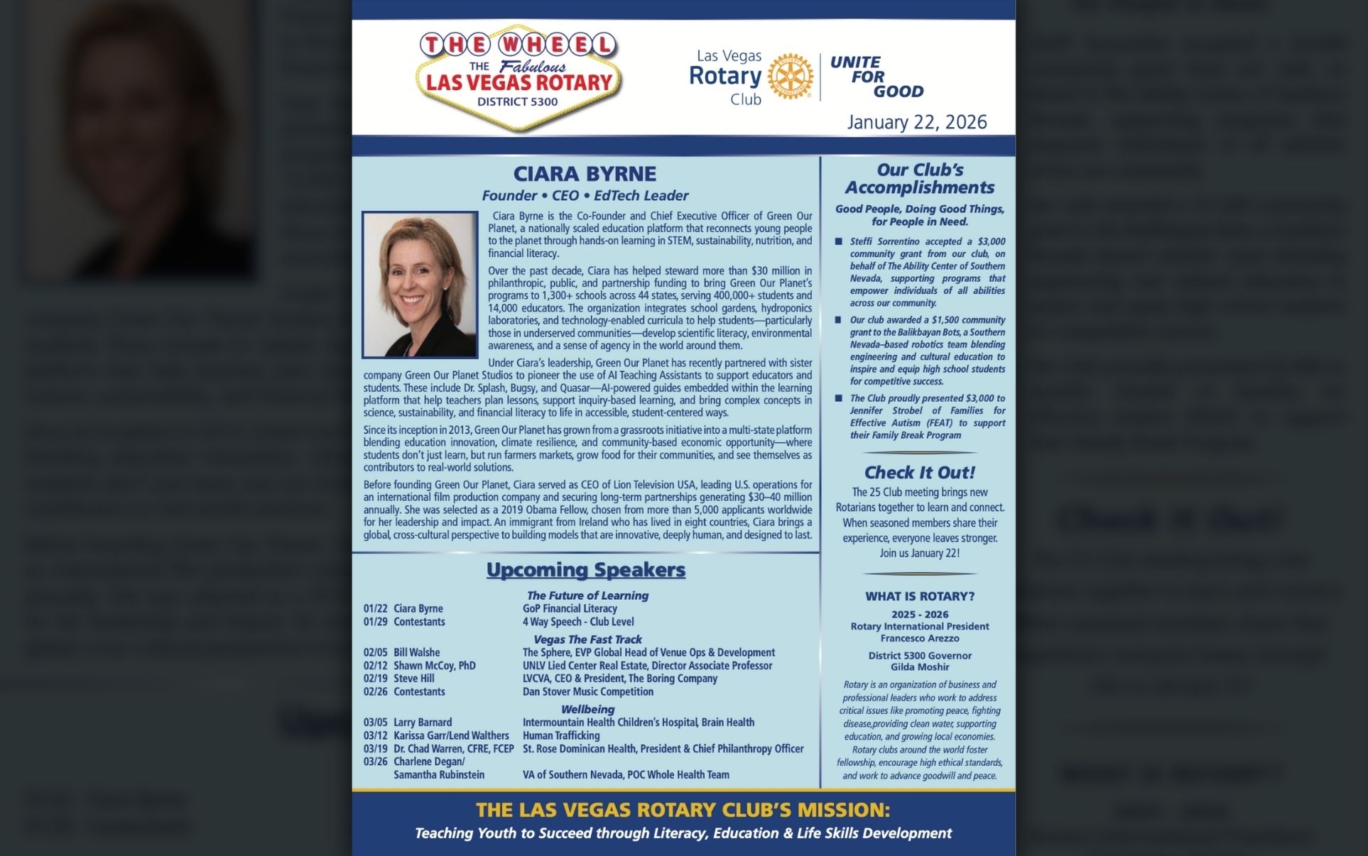 The Wheel for January 22, 2026 - Las Vegas Rotary Club