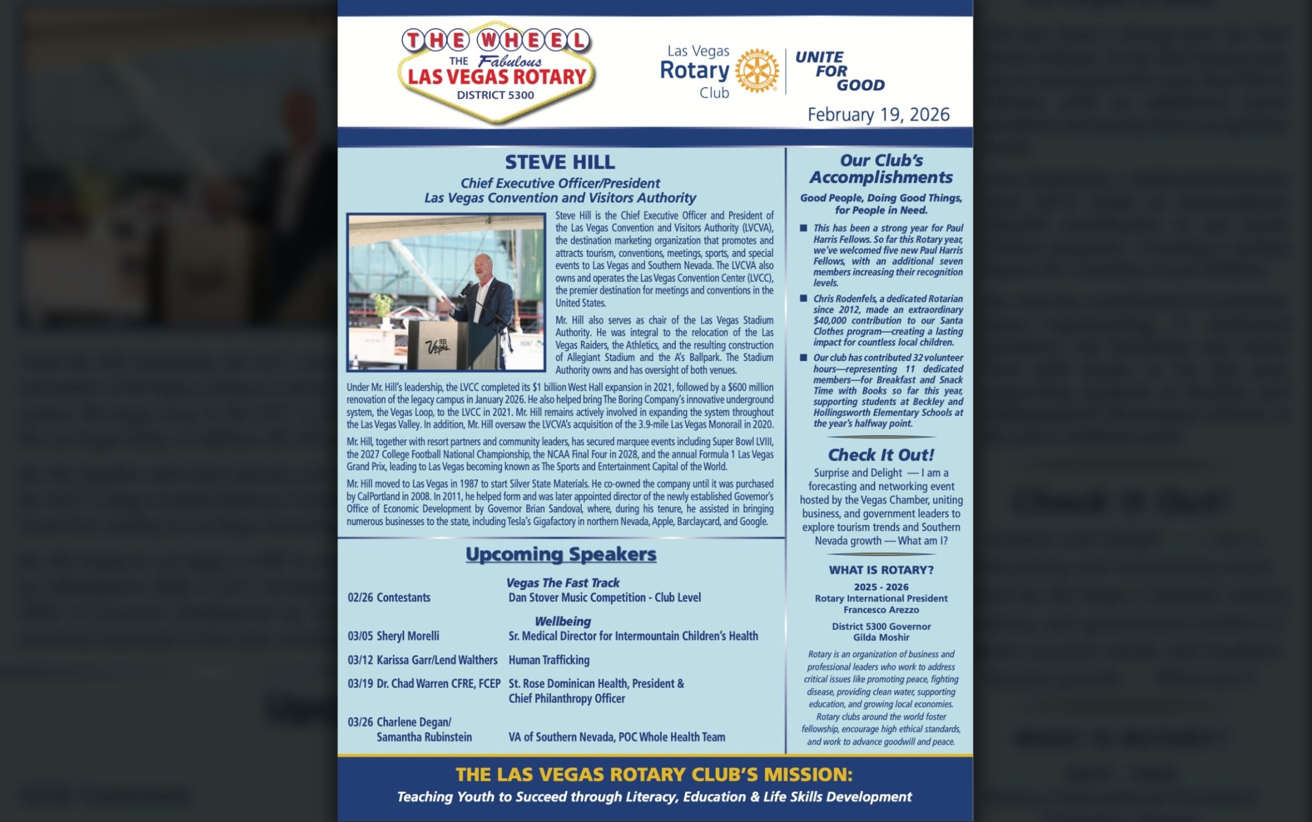 The Wheel for February 19, 2026 - Las Vegas Rotary Club